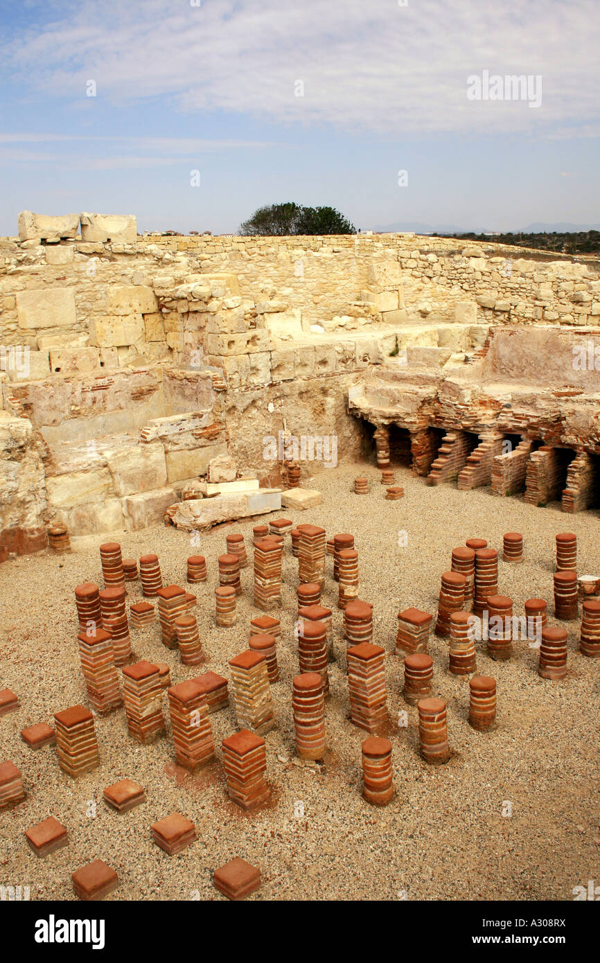 THE ROMAN PUBLIC BATH AREA. KOURION. CURIUM. CYPRUS. MEDITERRANEAN ...
