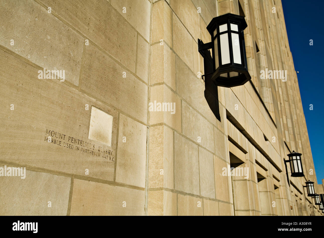 ILLINOIS Chicago Marble and other stone artifacts embedded in wall of ...