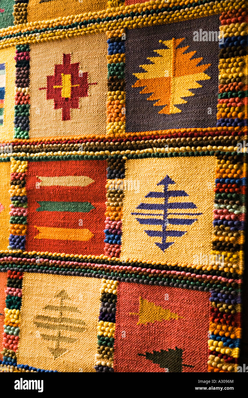 MEXICO San Miguel de Allende Patchwork pattern wooven wool blanket hung ...