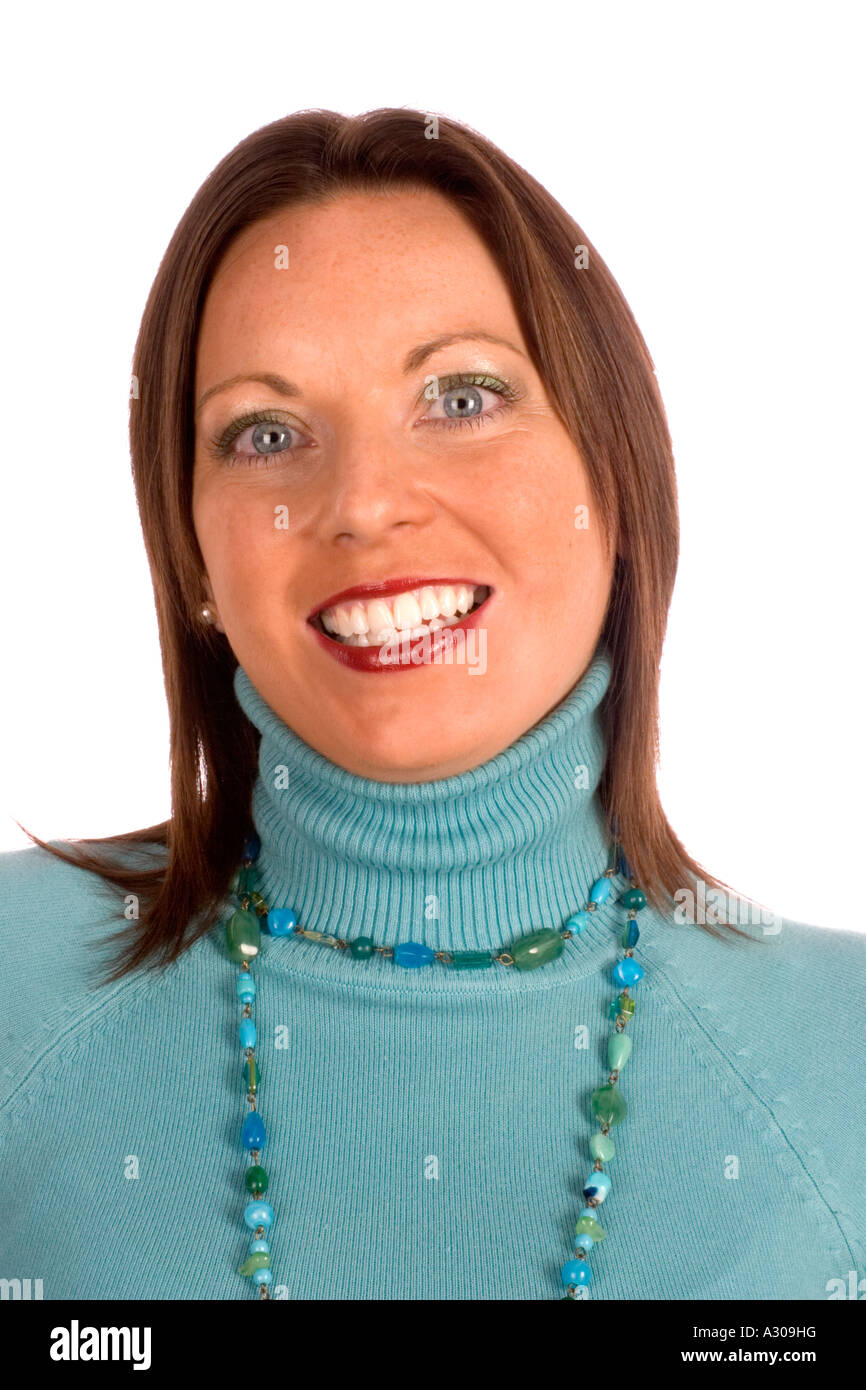 close up view of a irish woman smiling Stock Photo - Alamy