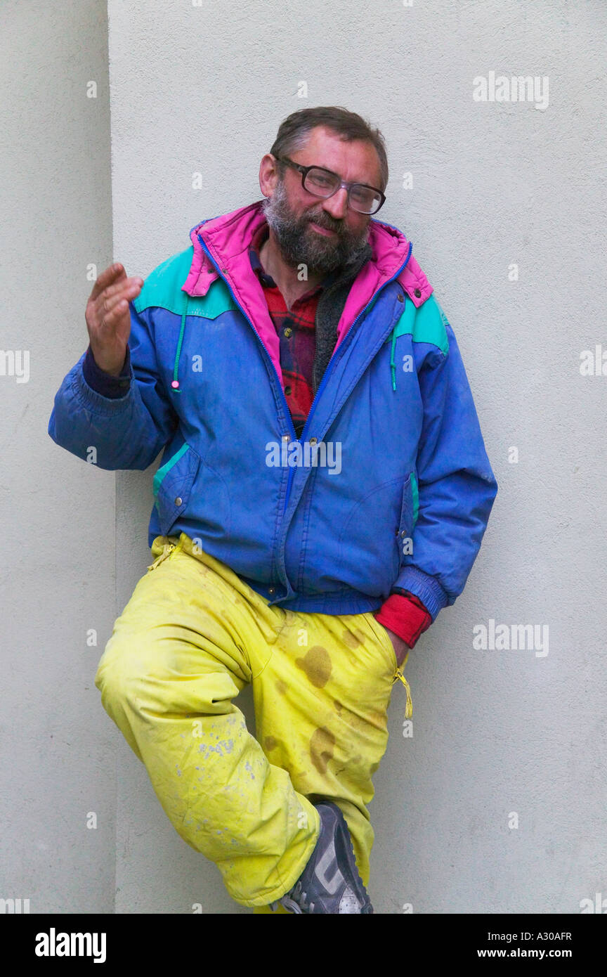 A worker dressed colorfully Vilnius Lithuania Stock Photo - Alamy