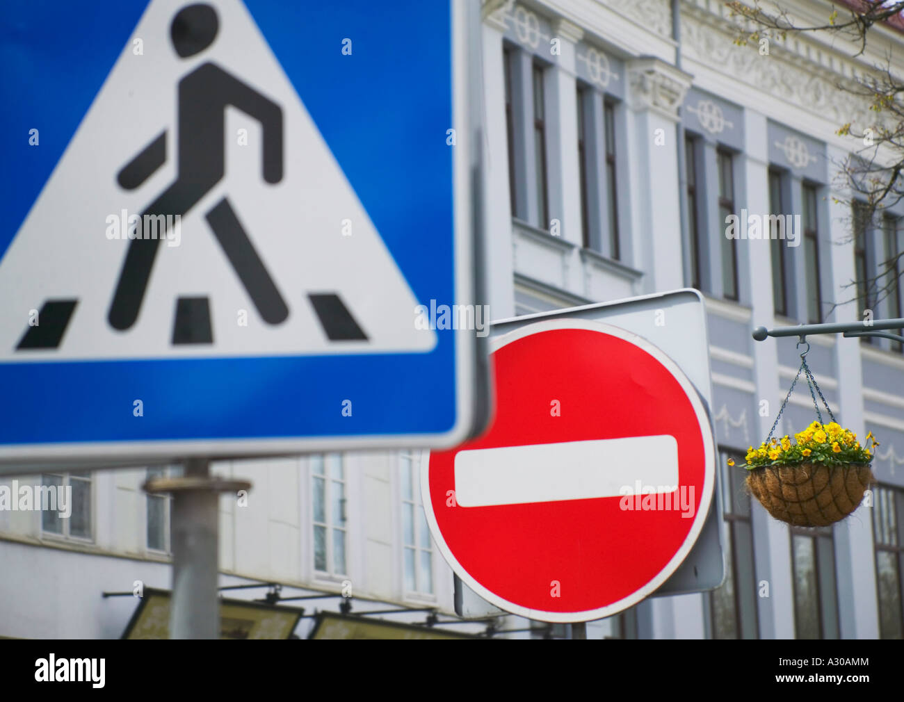 Traffic sign with house Vilnius Lithuania Stock Photo - Alamy
