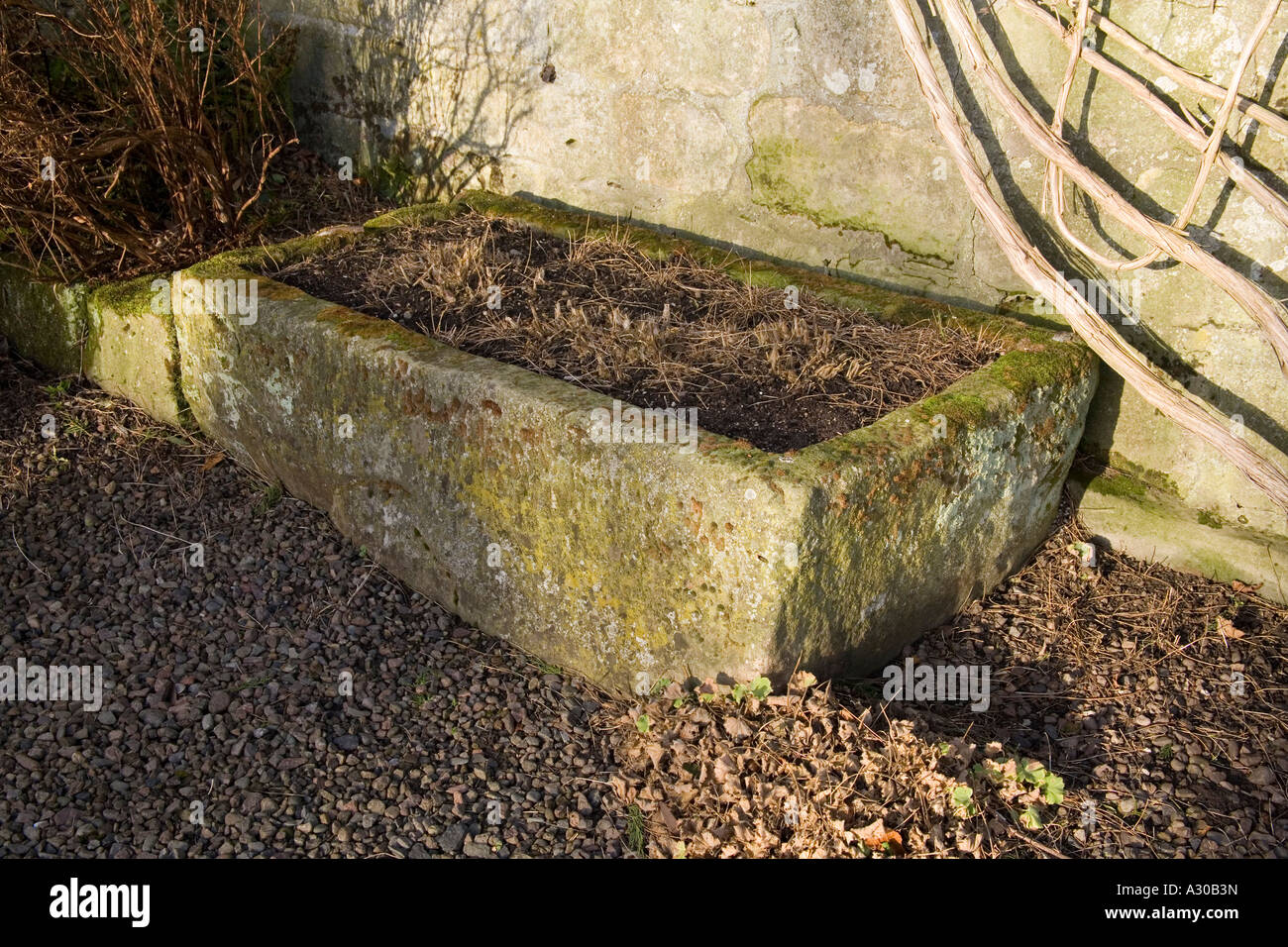 Traditional stone water trough, Northumberland , England Stock Photo ...