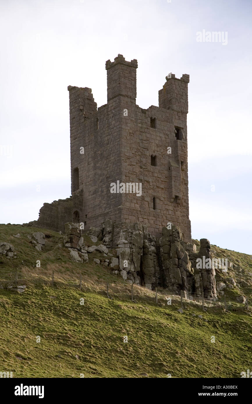 Dunstanburgh castle ruins near Alnwick Northumberland, England Stock ...