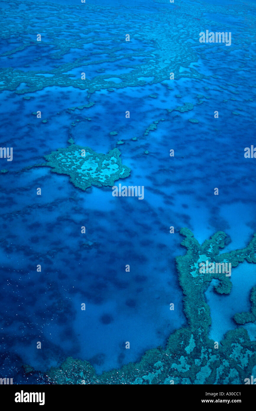 Aerial view shows the patterns formed by the Australian Great Barrier ...