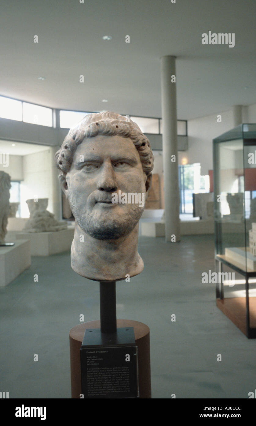 Bust of Hadrian in Museum of Ancient Arles Stock Photo - Alamy
