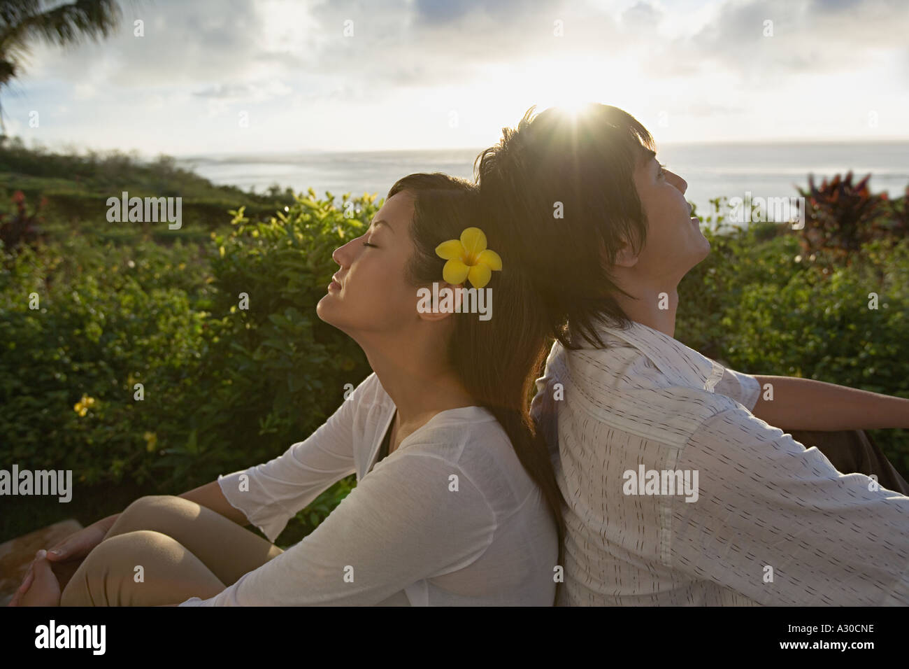 Back view honeymoon couple relaxing hi-res stock photography and images - Alamy