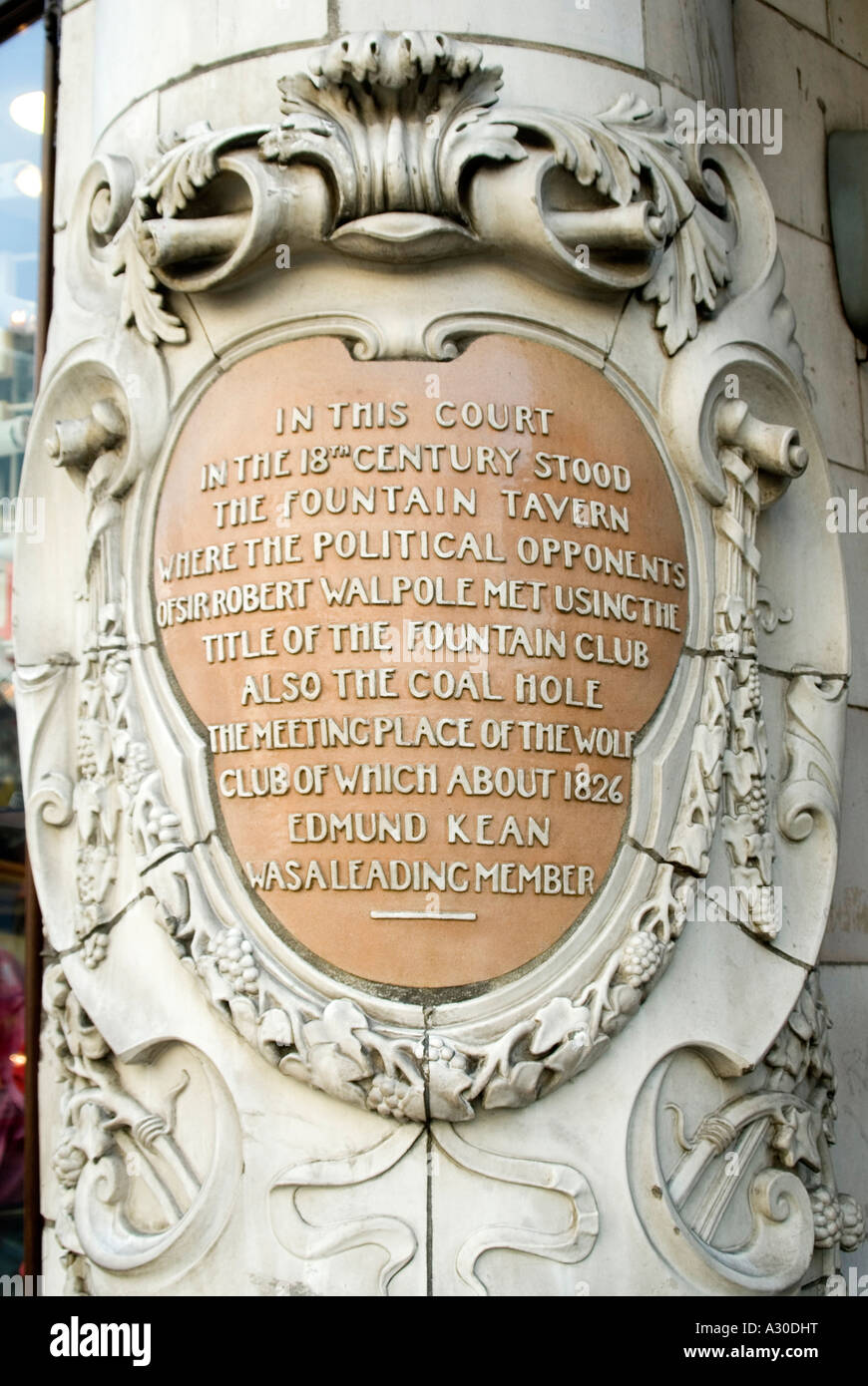 Ornate historical plaque recording a 18th century tavern & political ...