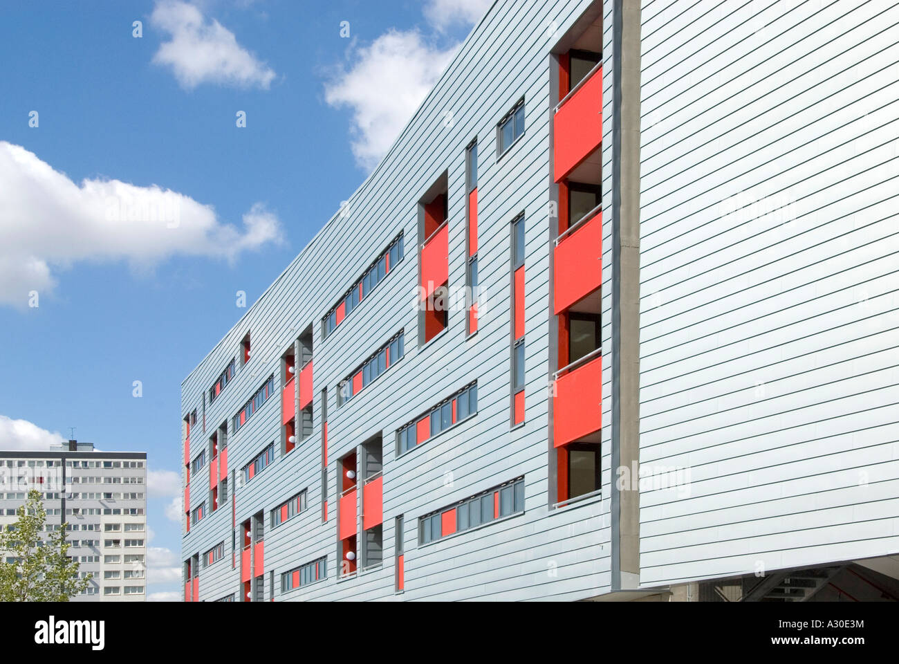Apartment block housing development using modern building construction ...