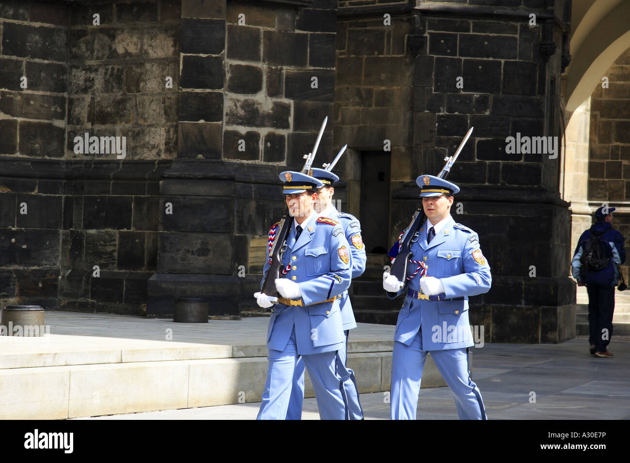 Guards marching through Prague castle Stock Photo - Alamy