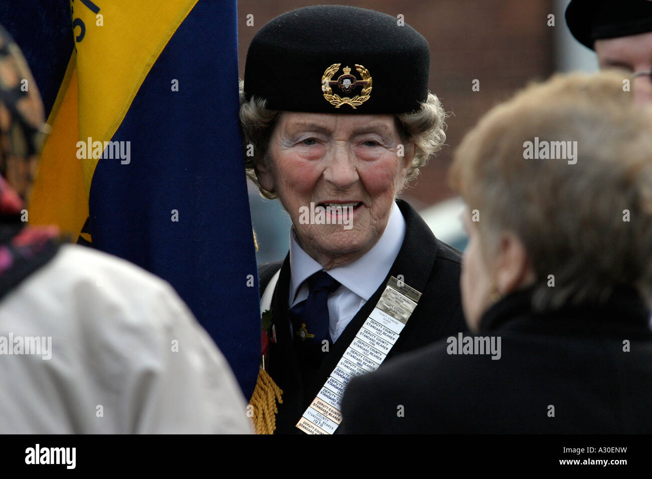 "Female Lady Standard Bearer Waiting for the March to the Parade Stock ...