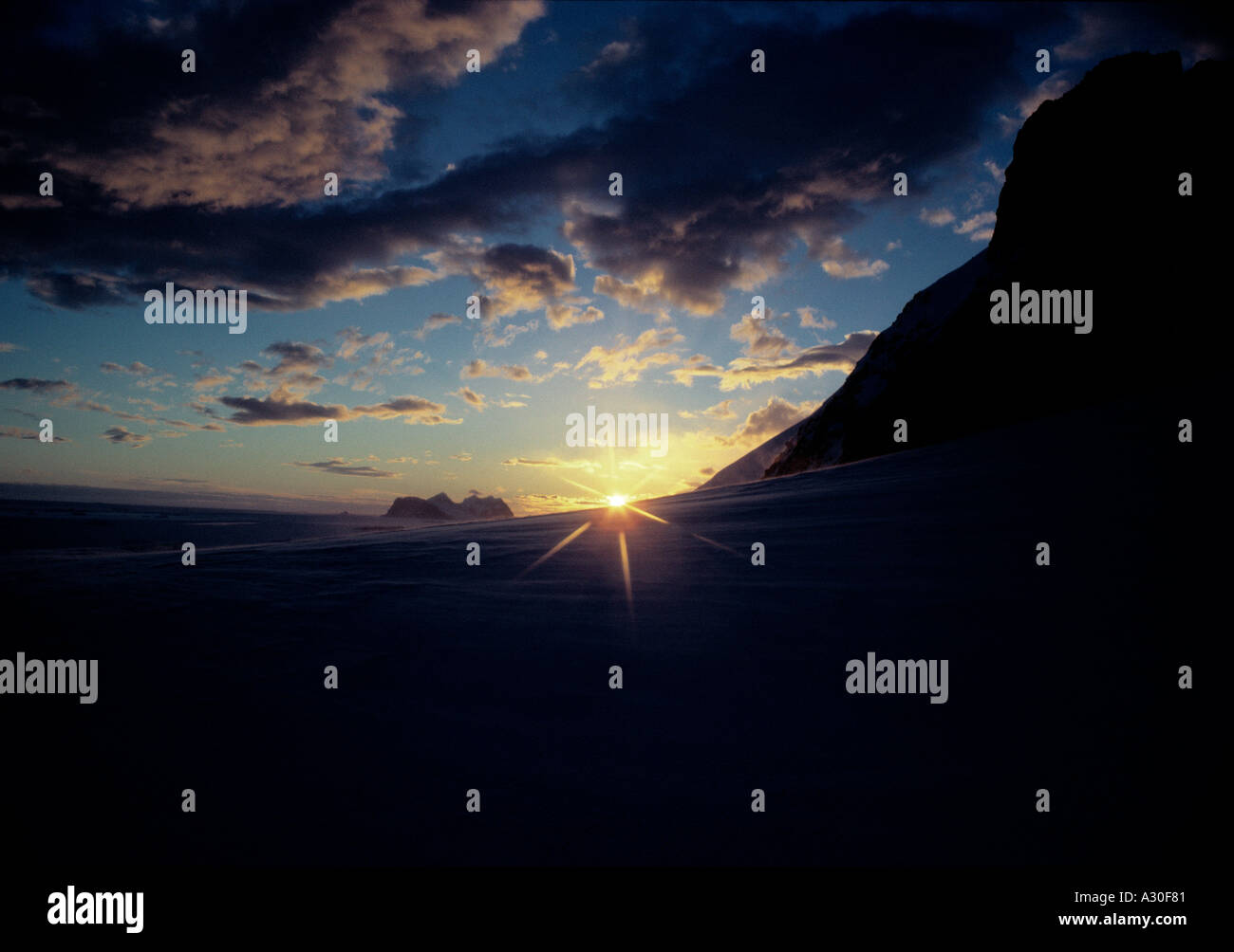 Midnight sun from Rothera Point Stock Photo - Alamy