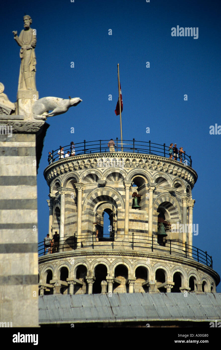 Top of the leaning tower Pisa Tuscany Stock Photo - Alamy
