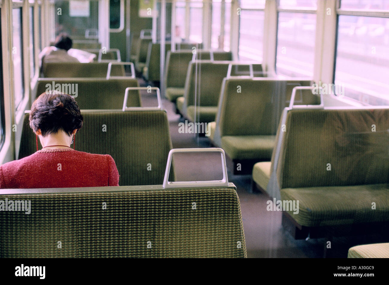 one female traveller alone on train 2001 2001 Stock Photo - Alamy