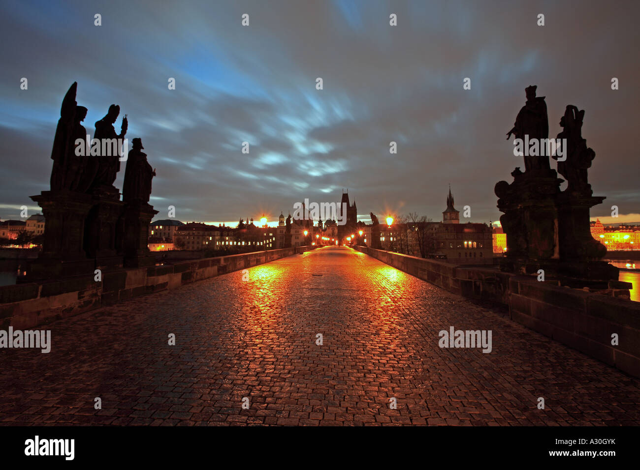 Dawn At The Charles Bridge Prague Czech Republic Stock Photo - Alamy