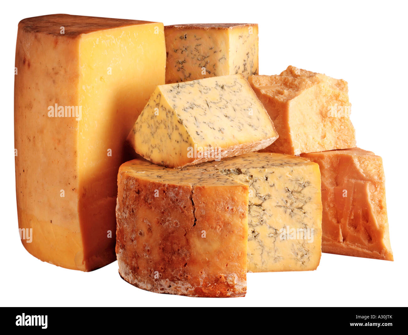 CHEESE SELECTION -WITH STILTON AND CHEDDAR CUT OUT Stock Photo - Alamy