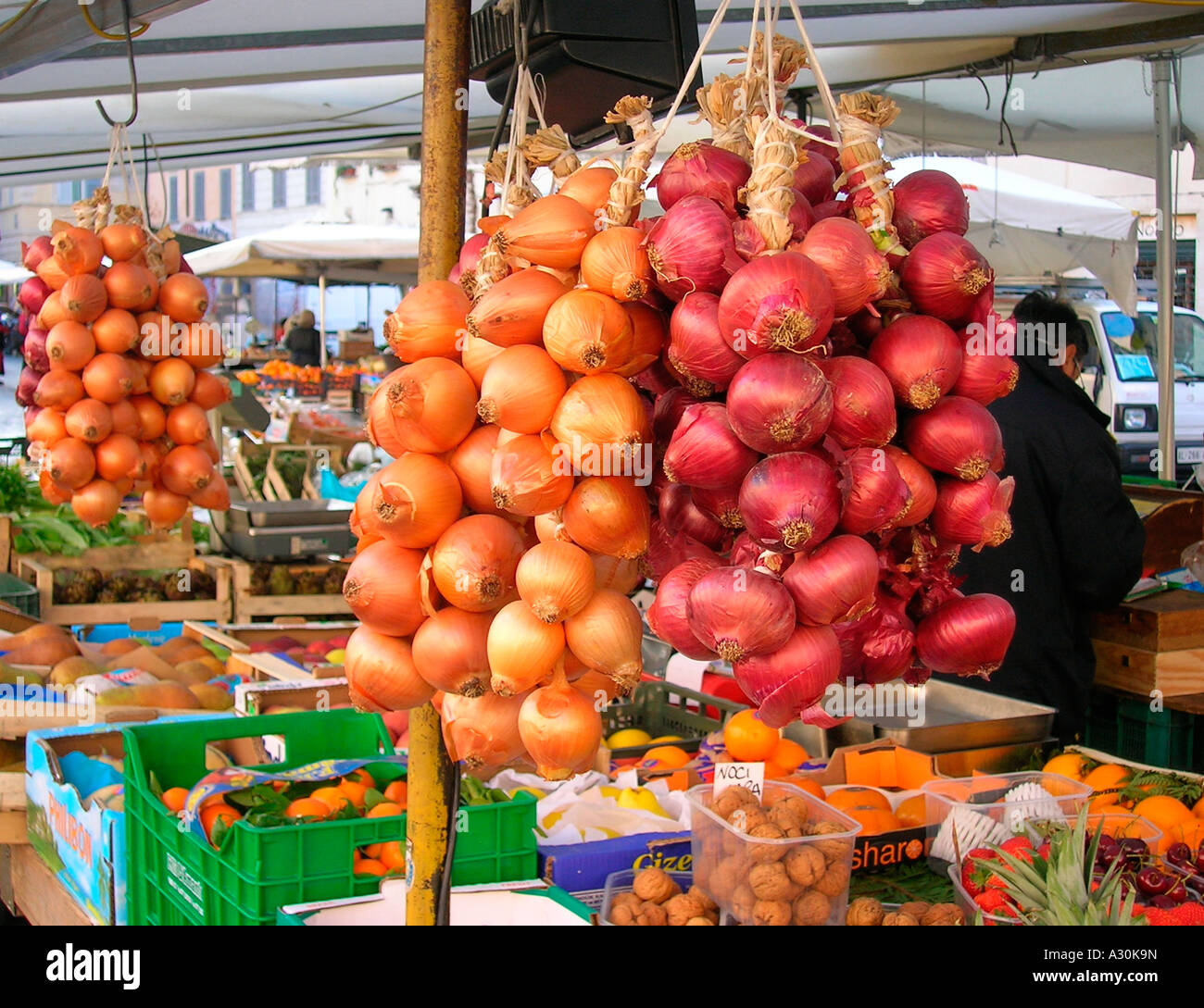 Strings of onions hi-res stock photography and images - Alamy