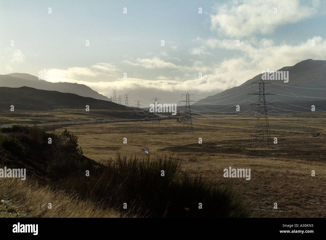 Electricity Pylons, A9 corridor, Caingorms, Scottish Highlands ...
