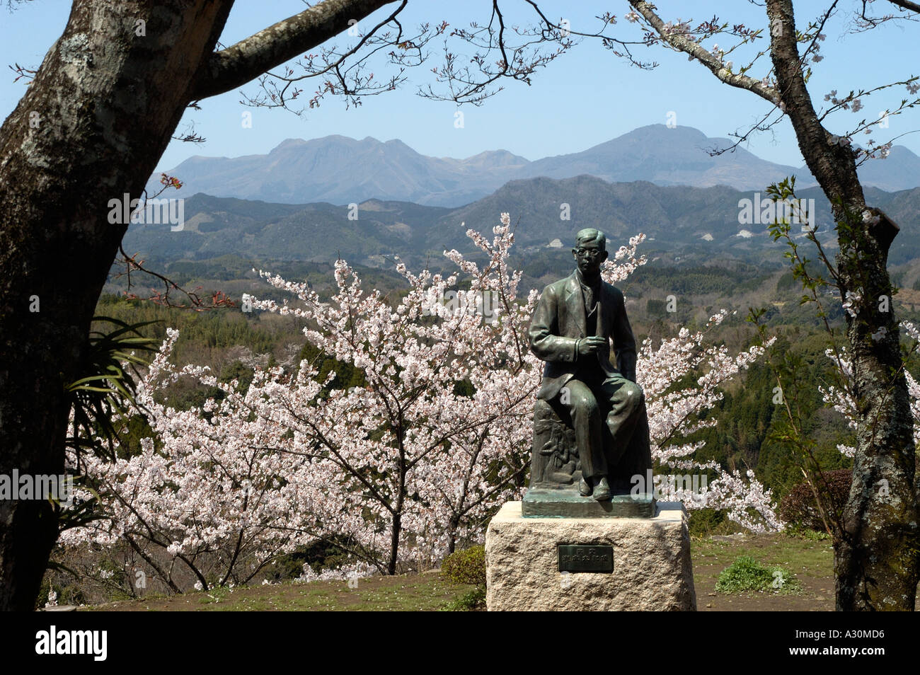 statue of Rentaro Taki Oka jo castle Taketa city Oita prefecture Kyushu ...