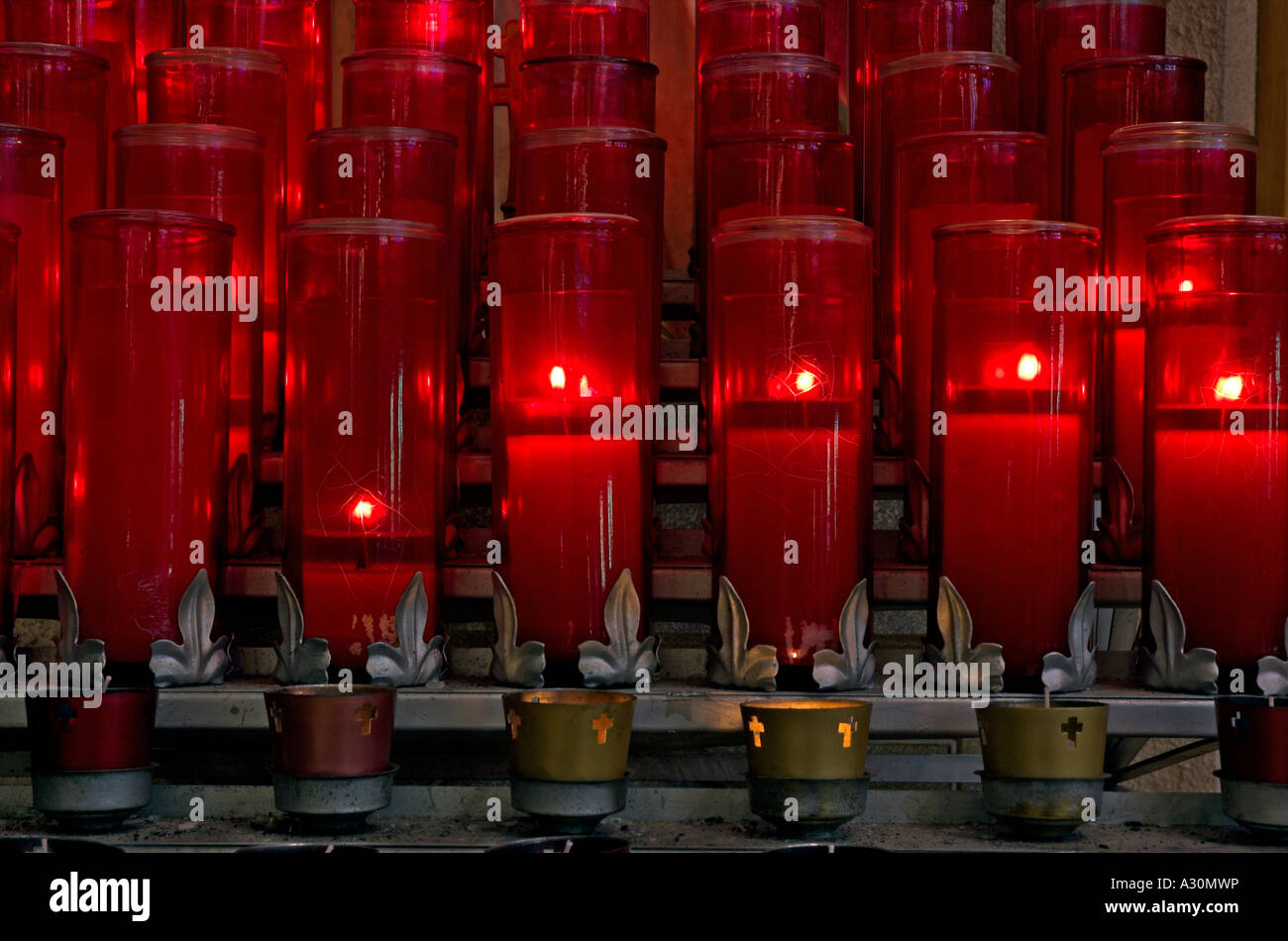 Red votive candles Stock Photo - Alamy