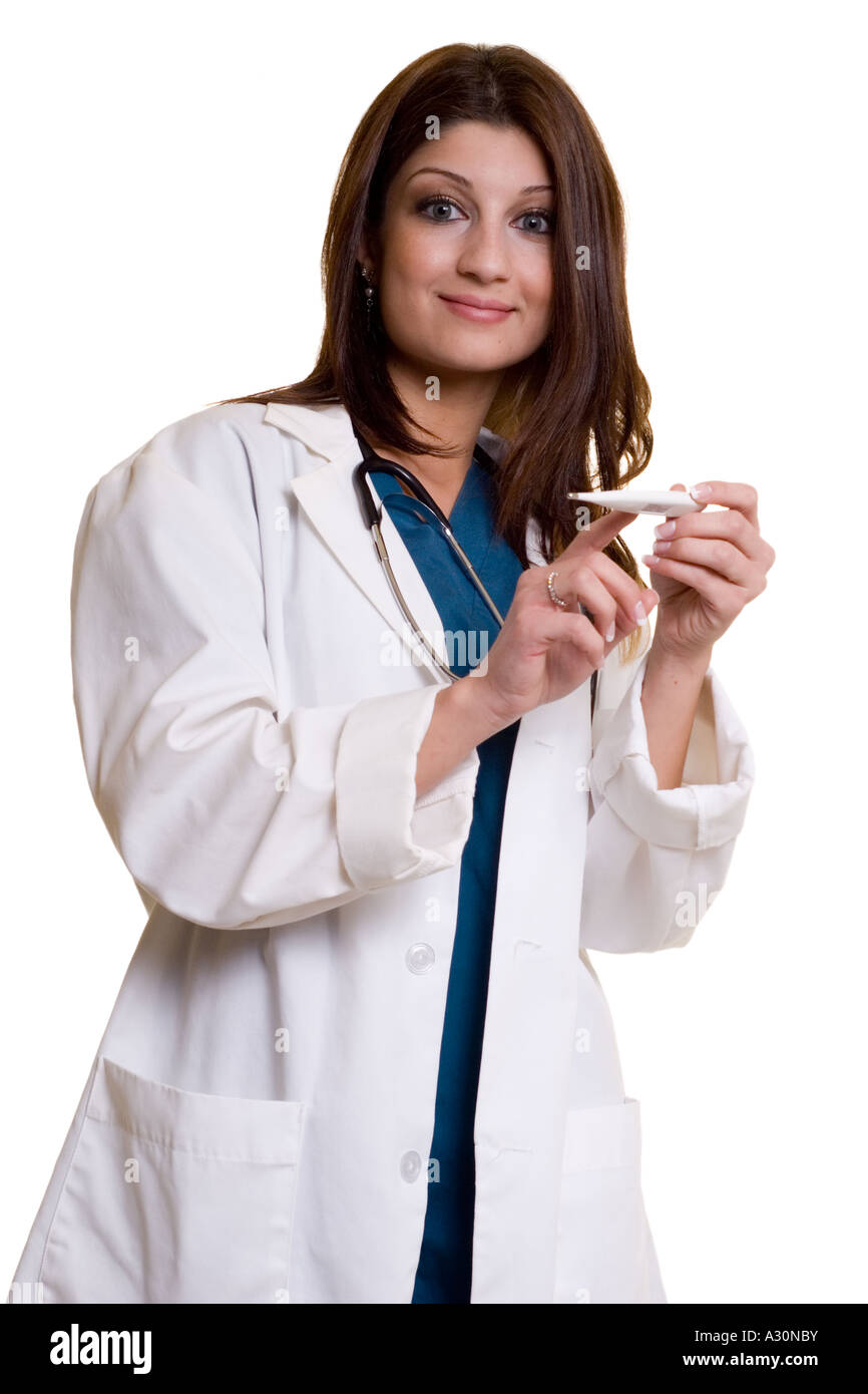 Nurse reading thermometer hi-res stock photography and images - Alamy