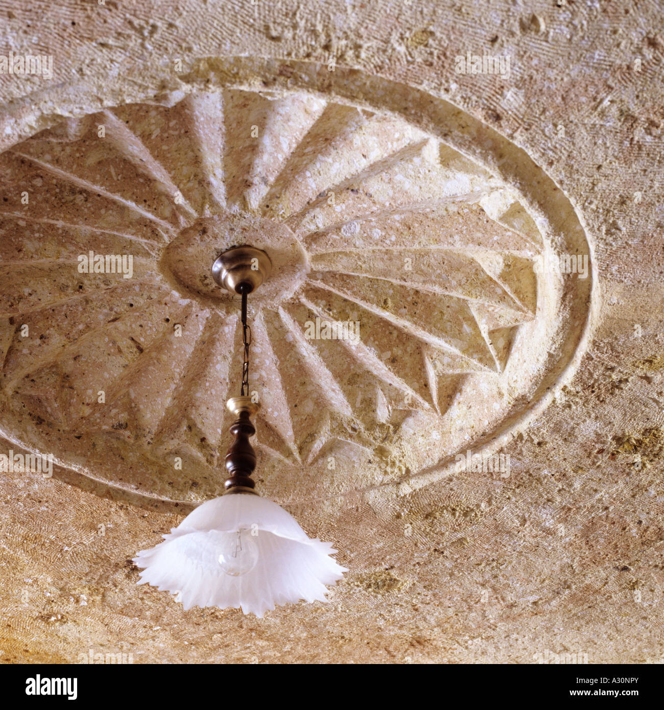 Turkish ceiling rose detail with light fitting Stock Photo - Alamy