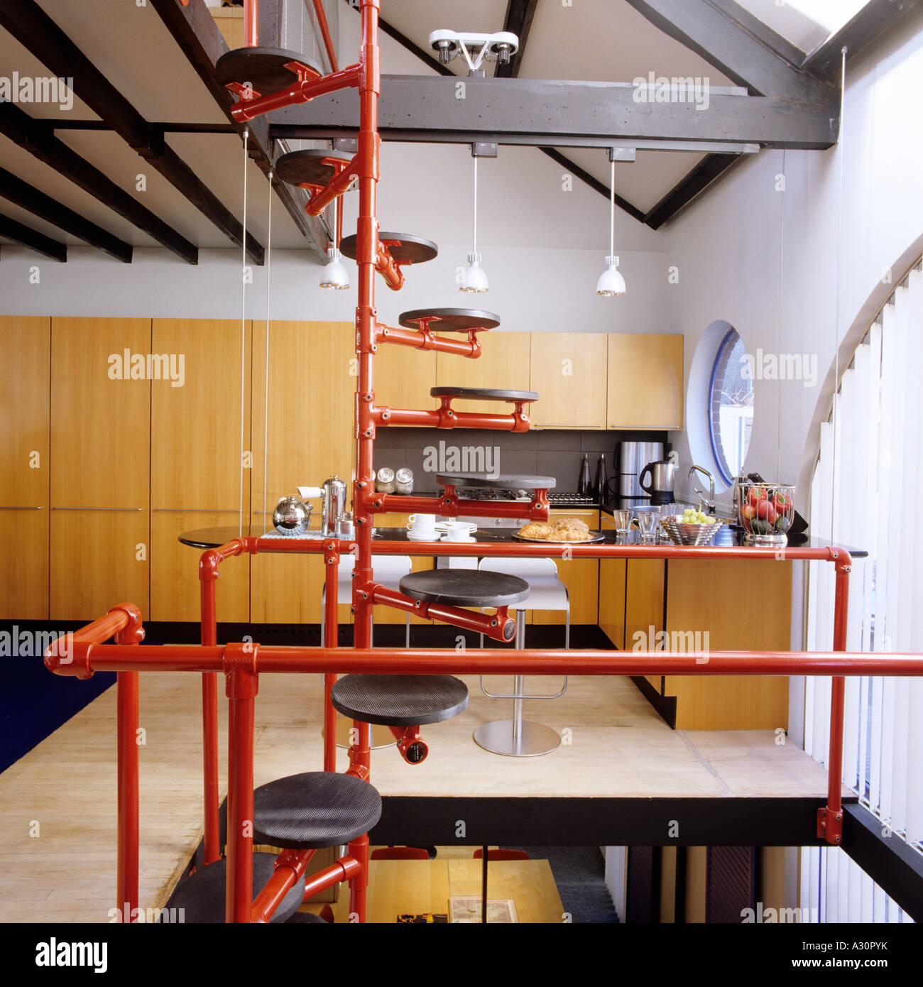 Red spiral staircase hi-res stock photography and images - Alamy