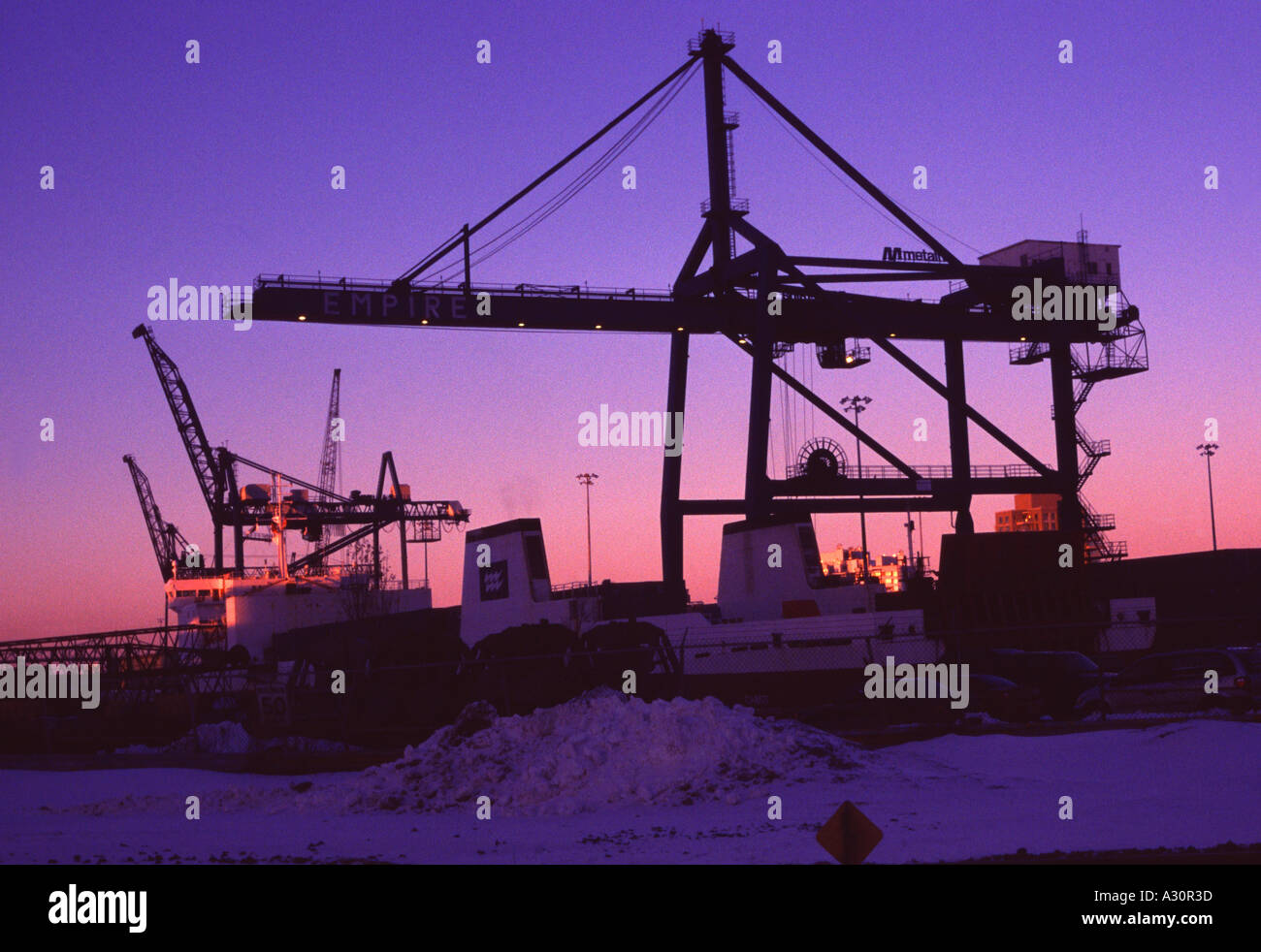 Shipping yard by the St Lawrence river Montreal Quebec Canada Stock ...