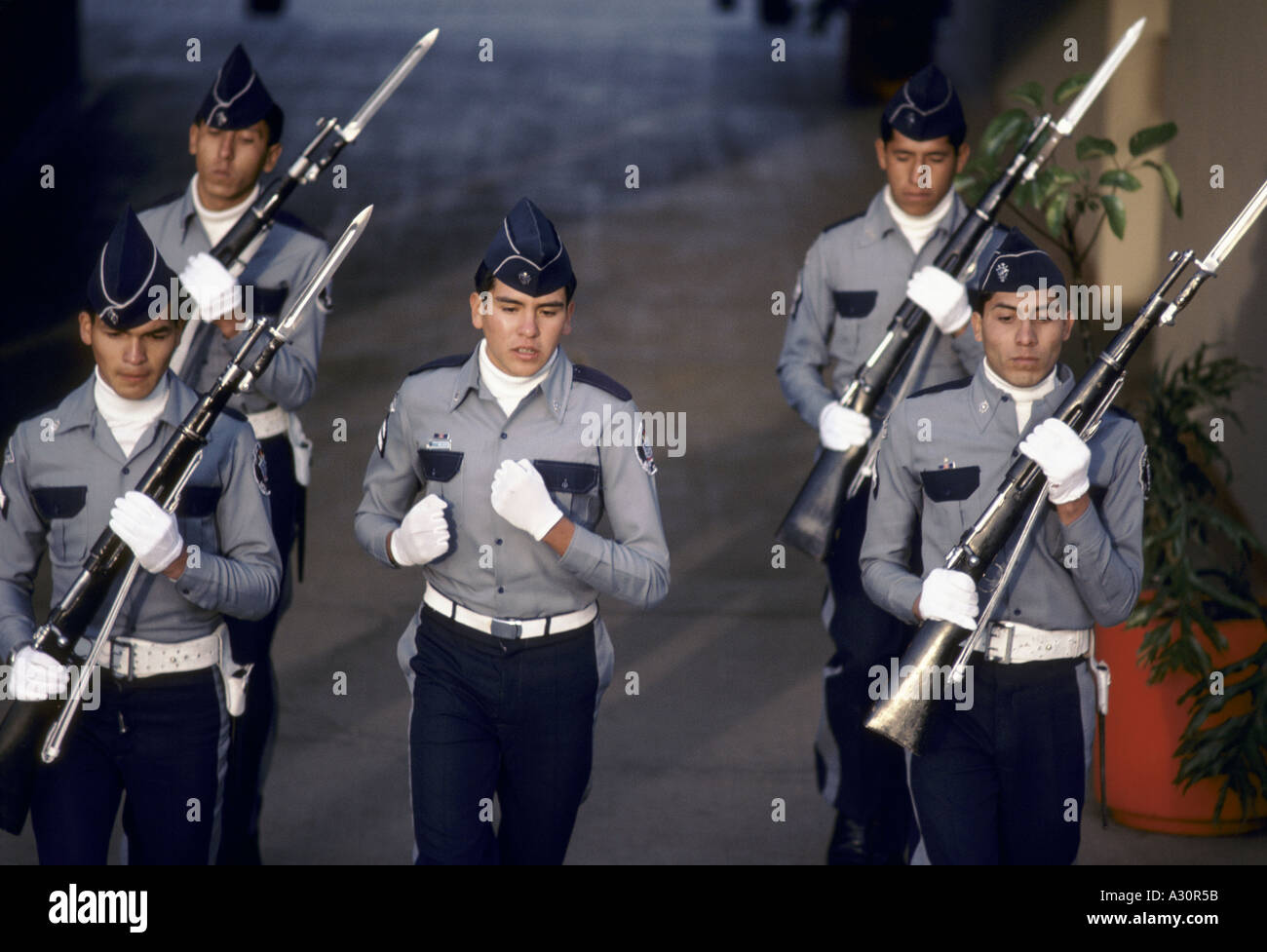 mexican police in blue uniform mexico Stock Photo - Alamy