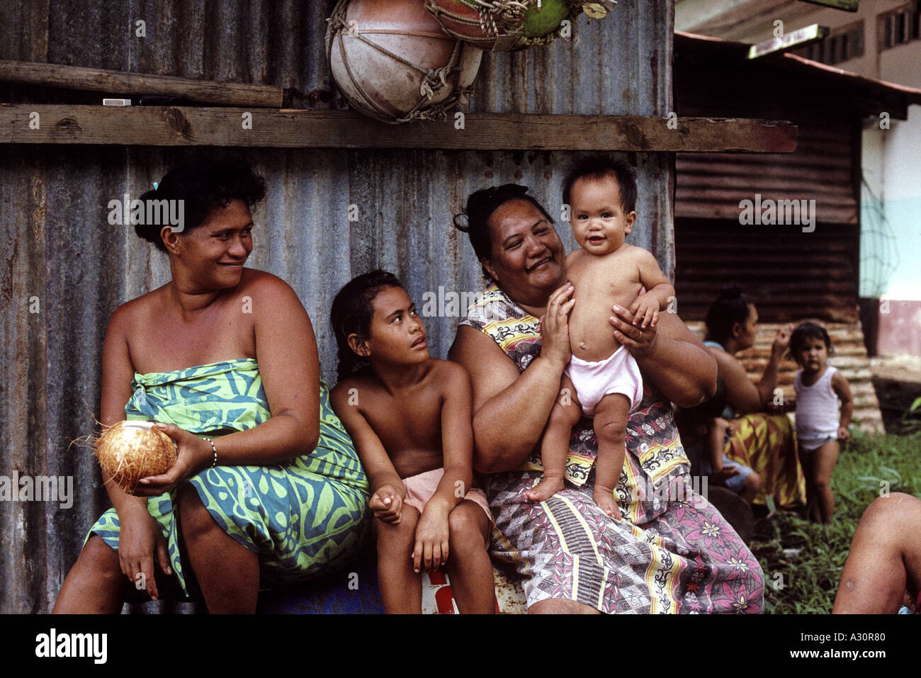 french polynesia marquises islands fatu hiva hanavave family 1995 Stock ...