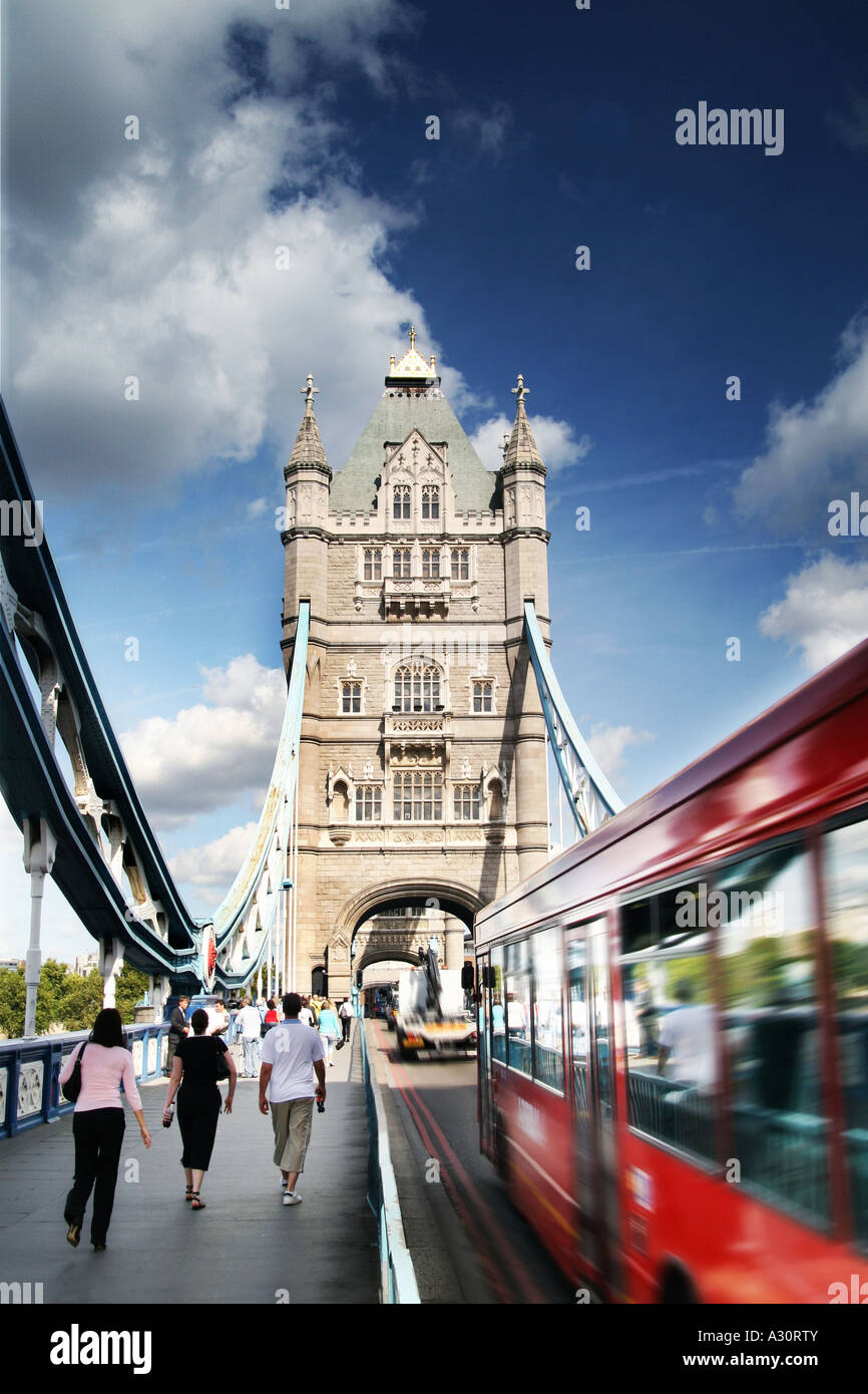 people and traffic crossing tower bridge in london Stock Photo - Alamy
