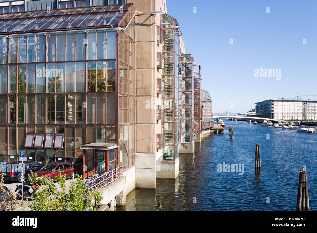 Modern buildings along the Nidelva riverfront at Trondheim Norway Stock ...