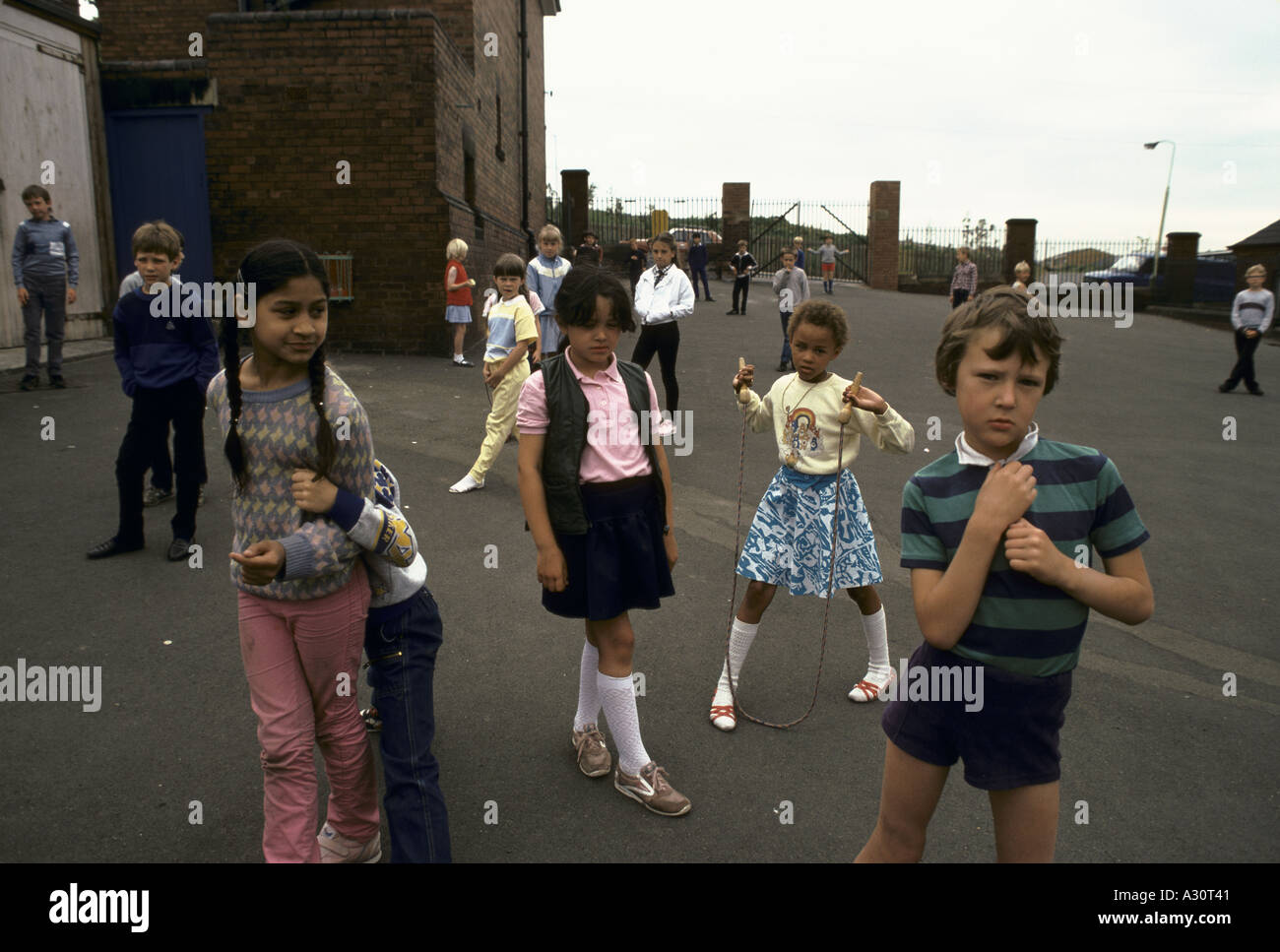 primary school playground scene Stock Photo - Alamy