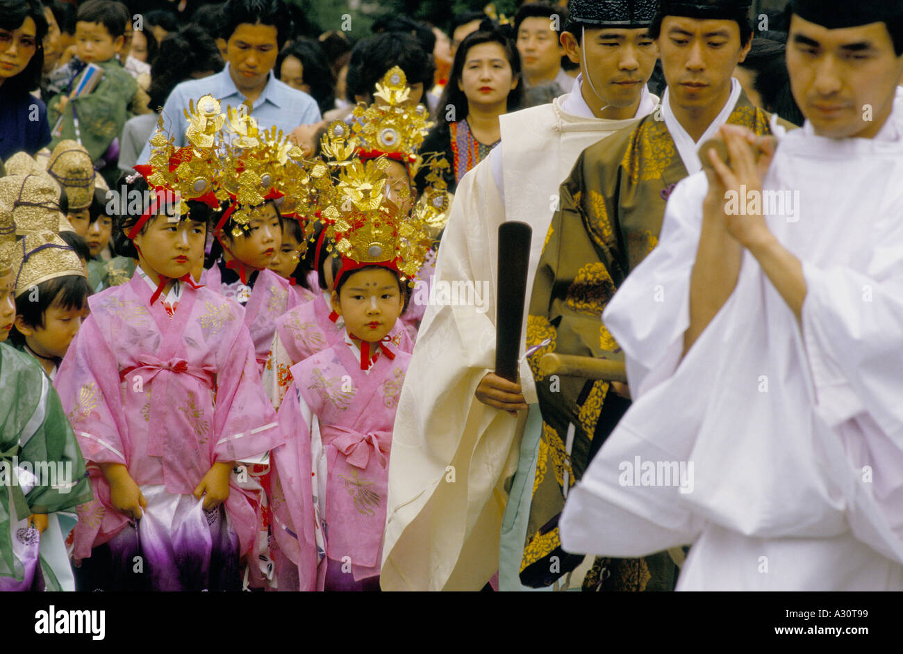tokyo japan boy and girl shinto novices wearing the full costume ...