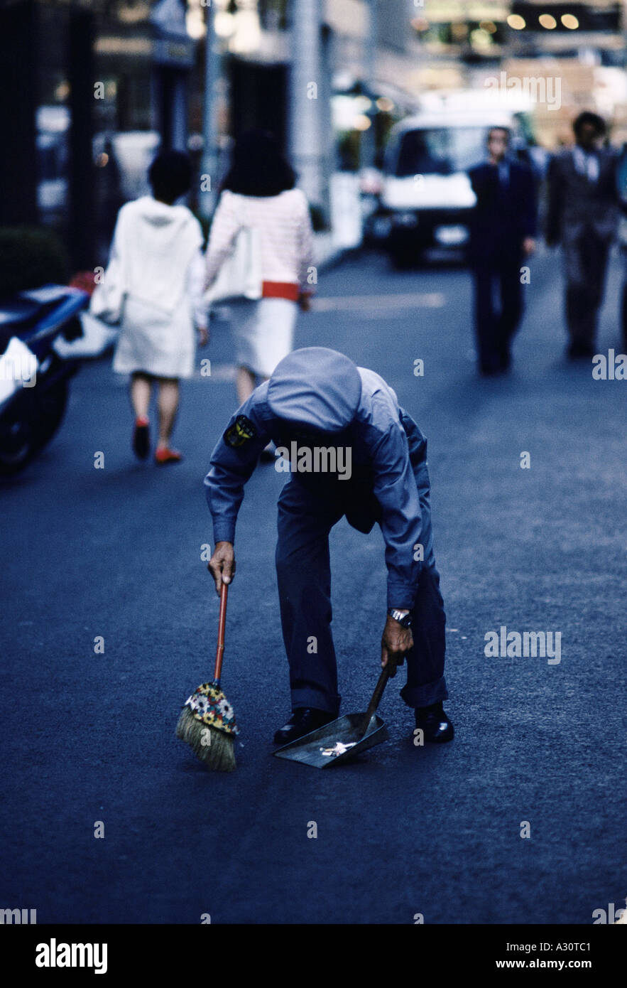 tokyo japan street cleaner picks up litter in ginza district tokyo 1987 ...