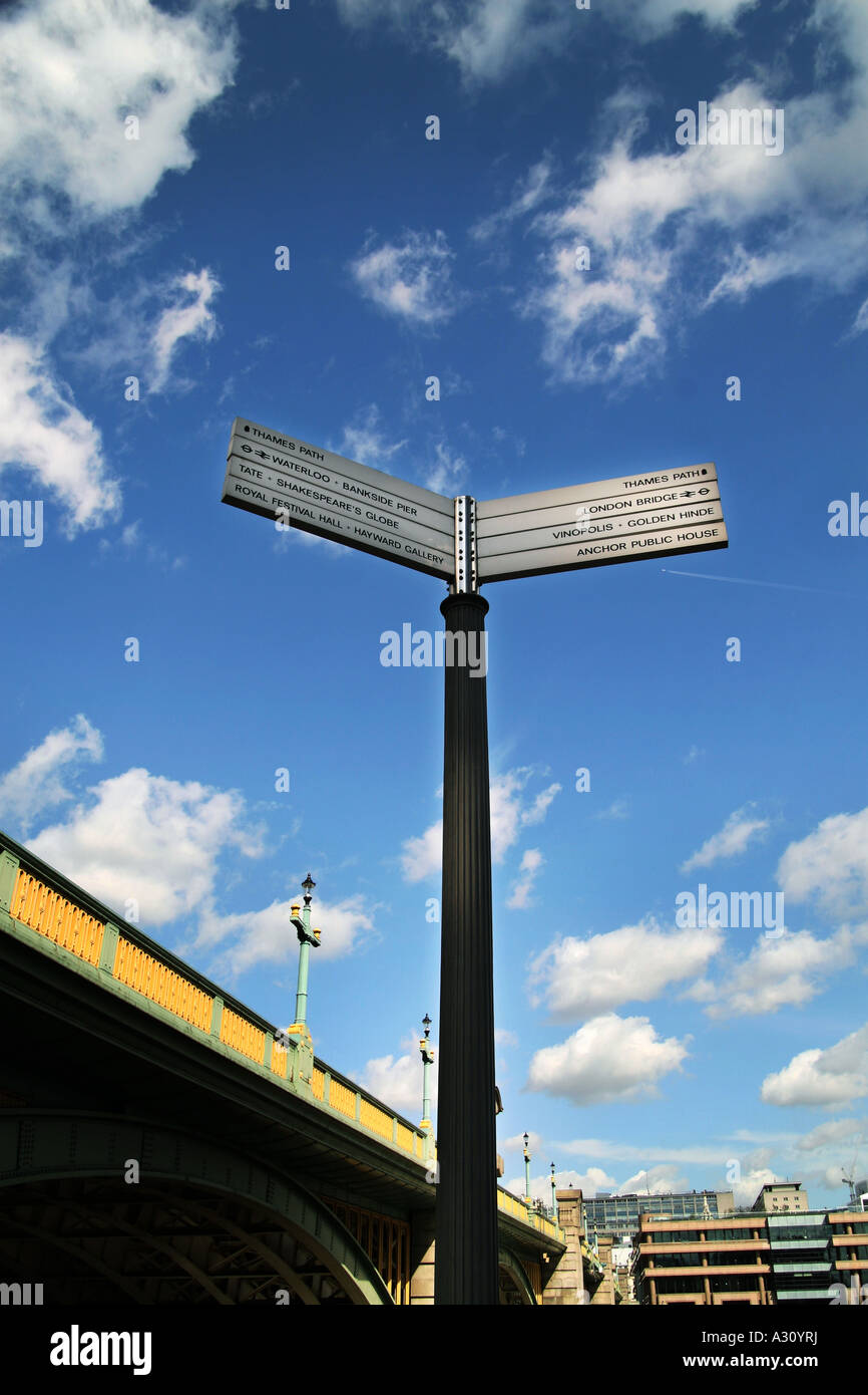 signpost next to London Bridge Stock Photo - Alamy