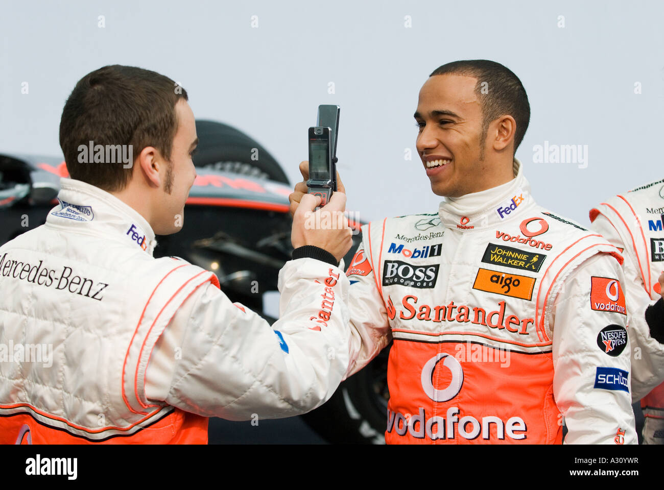 Formula 1 drivers Lewis Hamilton an Fernando Alonso during the McLaren ...