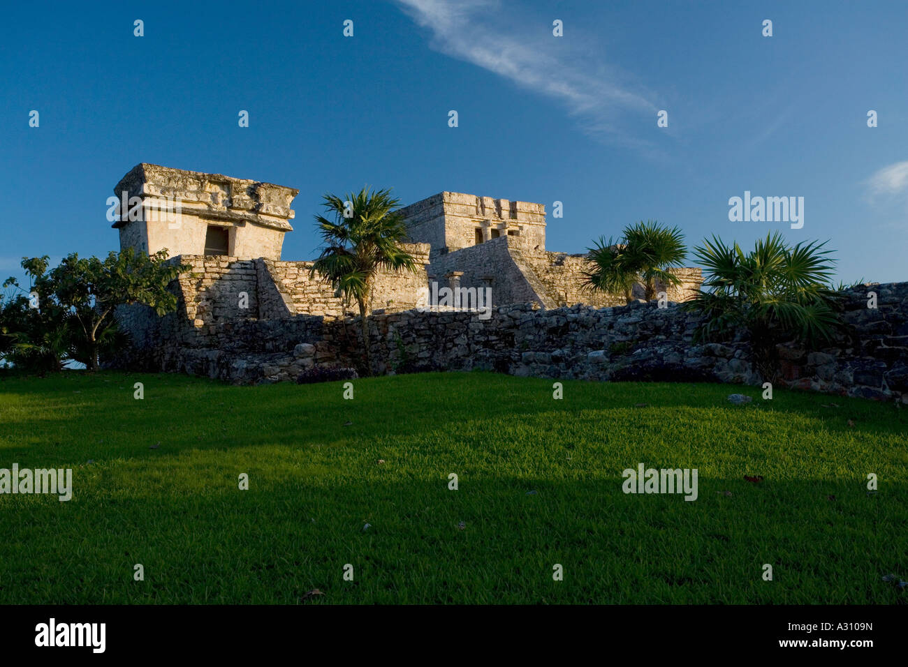 The Temple of the descending God and Castillo castle at the ruined ...
