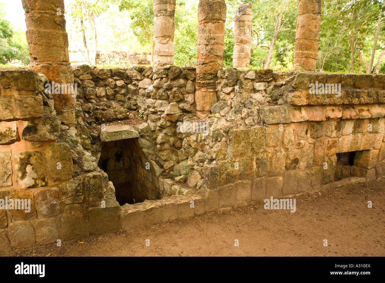 Exposed vault in a building used to store human bones at the ruined ...