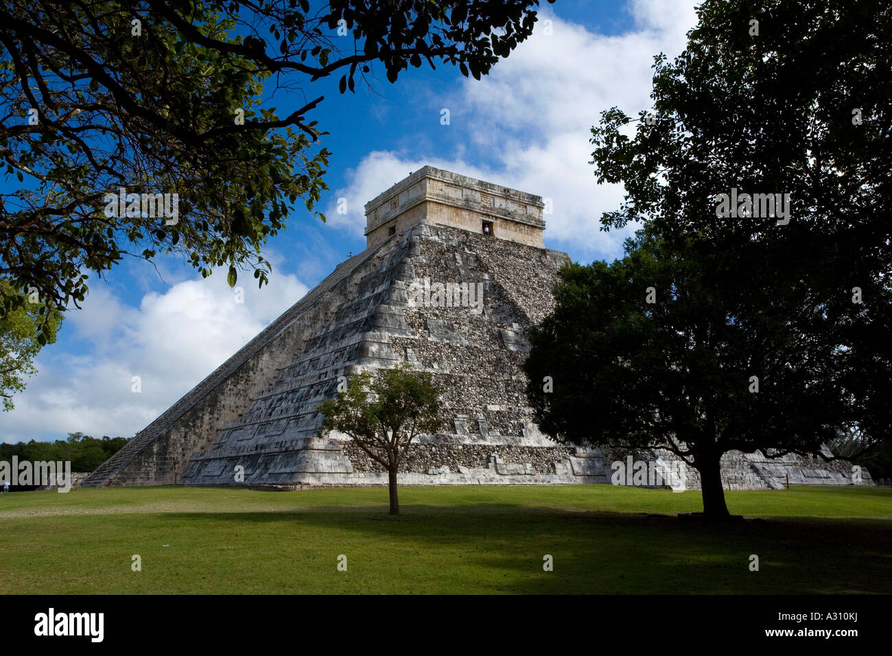 El Castillo the large Pyramid at the ruined Mayan city of Chichen Itza ...