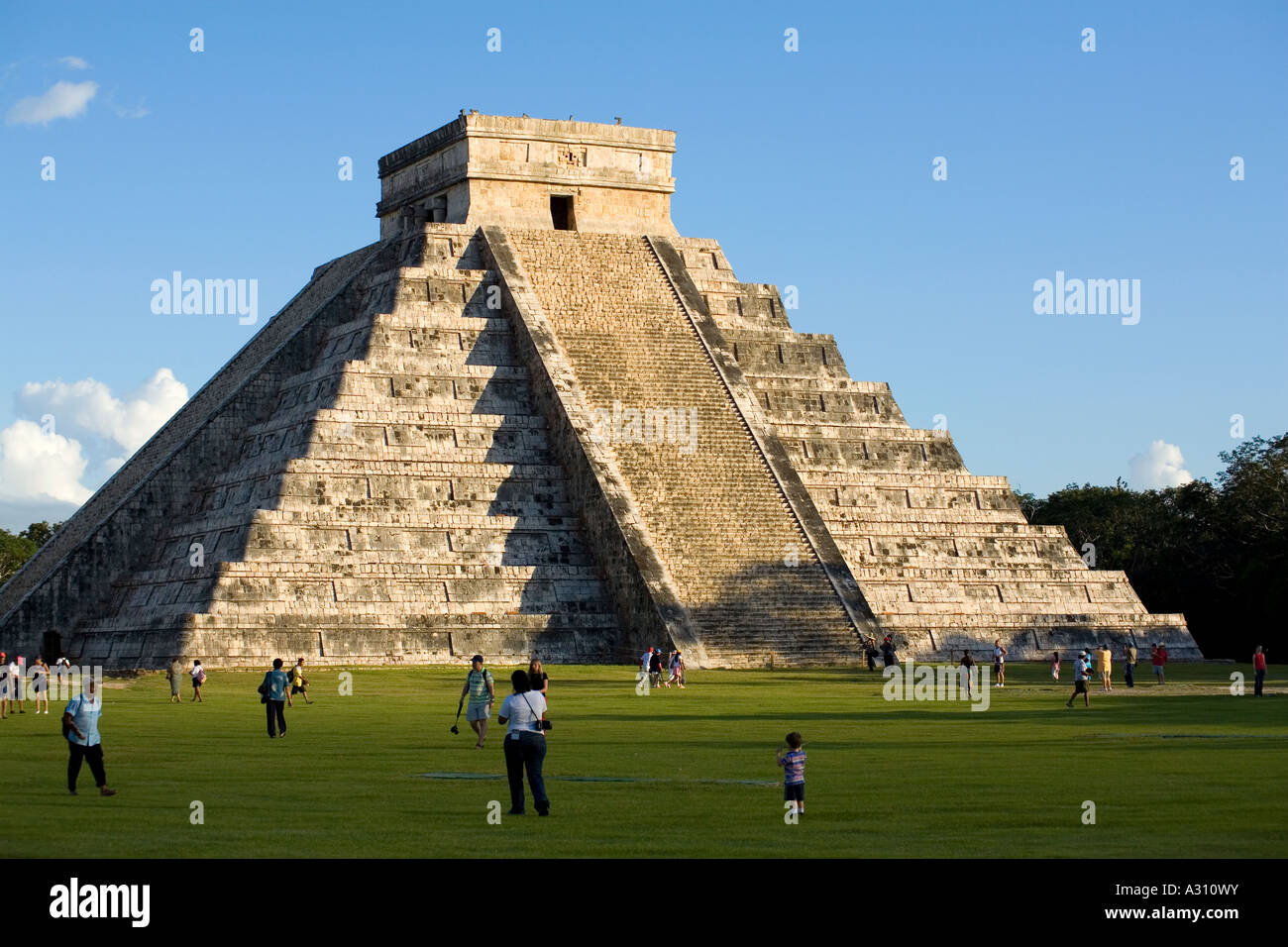 El Castillo the large Pyramid at the ruined Mayan city of Chichen Itza ...