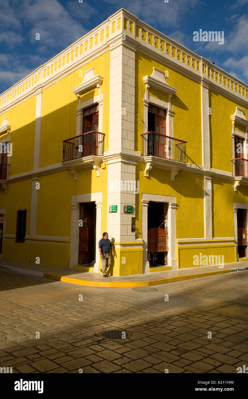 Coloured Spanish Colonial buildings in Campeche Mexico Stock Photo - Alamy