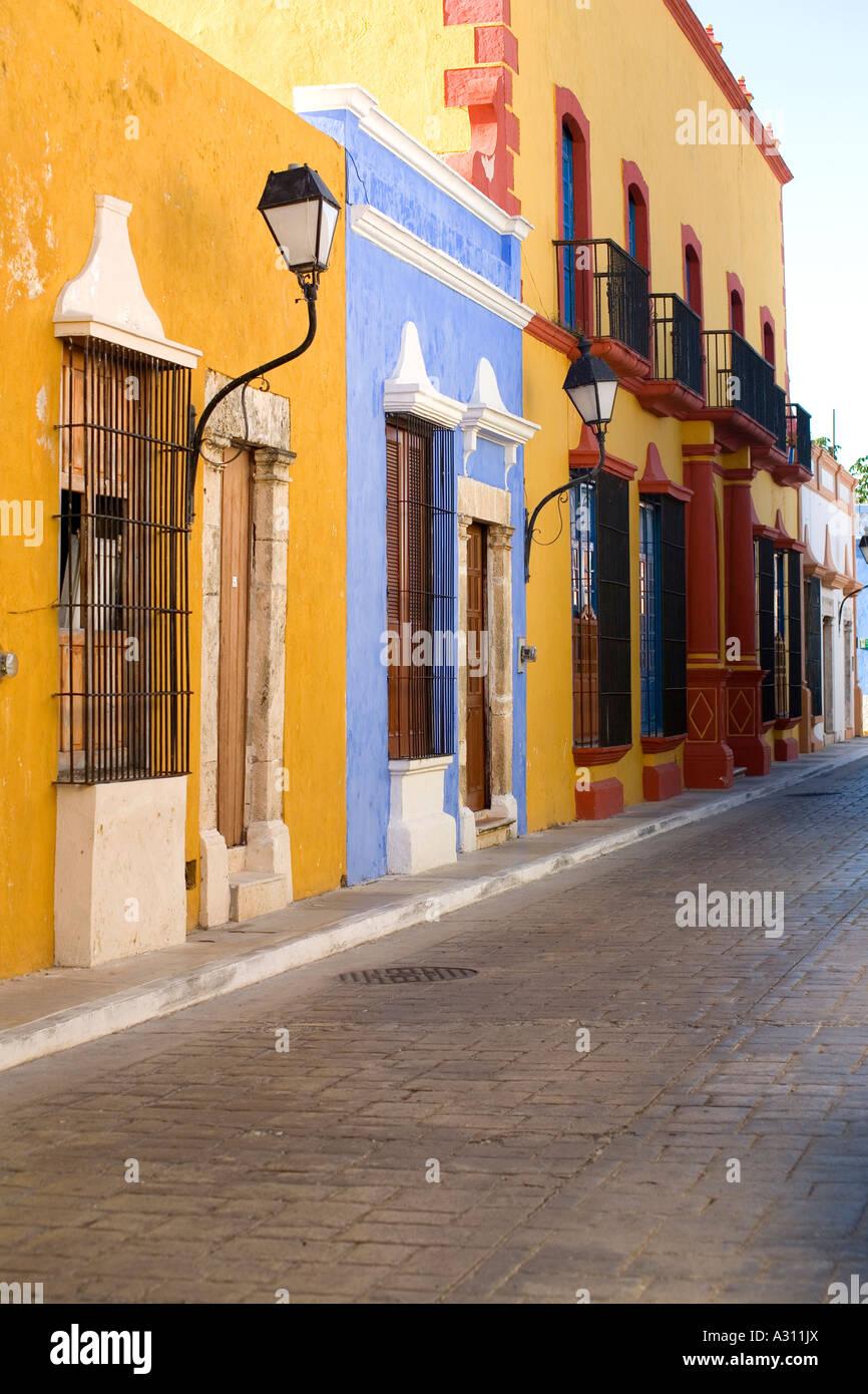 Coloured Spanish Colonial buildings in Campeche Mexico Stock Photo - Alamy