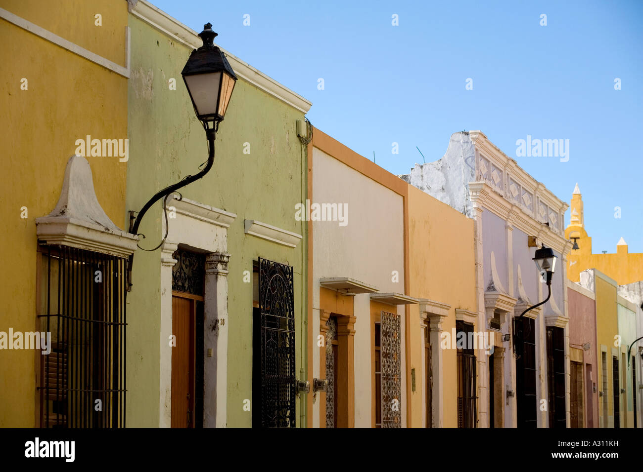 Coloured Spanish Colonial buildings in Campeche Mexico Stock Photo - Alamy