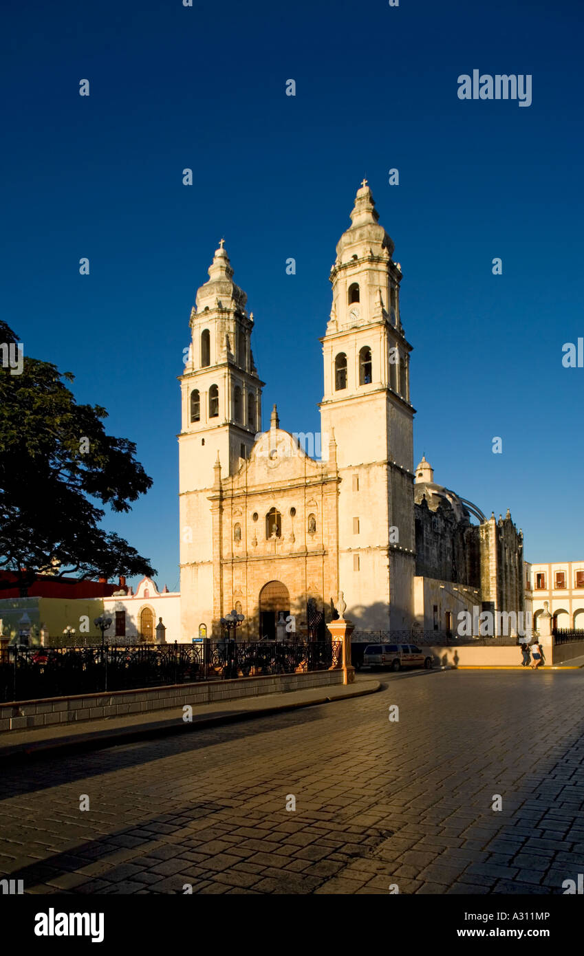 The Parque Principal Main Square and Cathedral in Campeche Mexico Stock ...