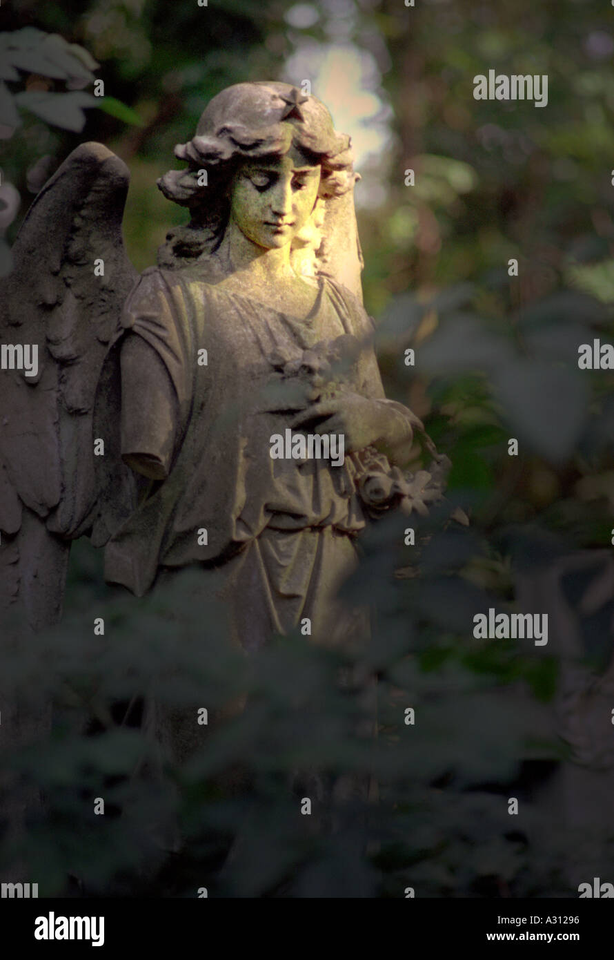London England Highgate Cemetery Angel on Victorian grave Stock Photo ...