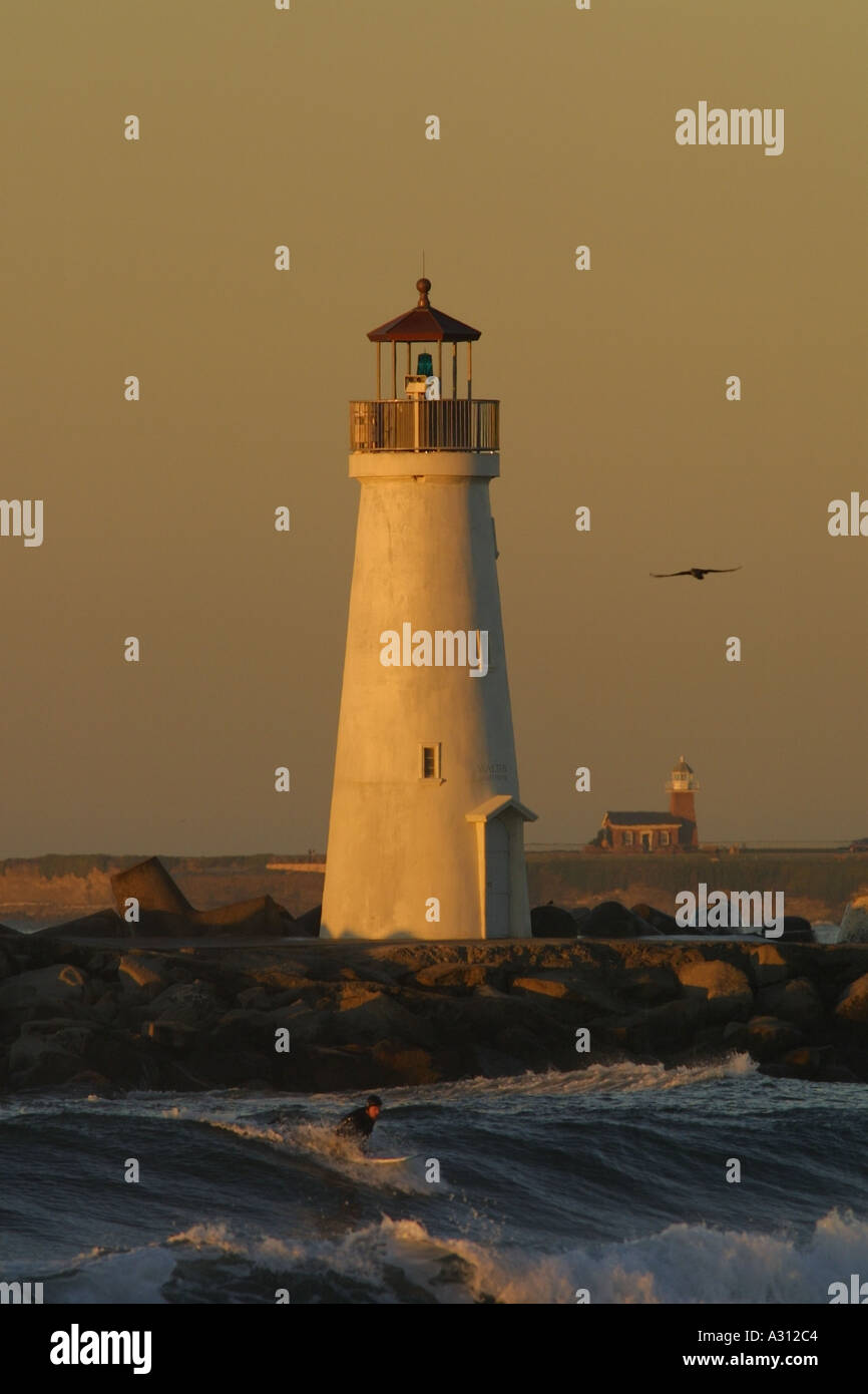 lighthouse at santa cruz yacht harbor Stock Photo - Alamy