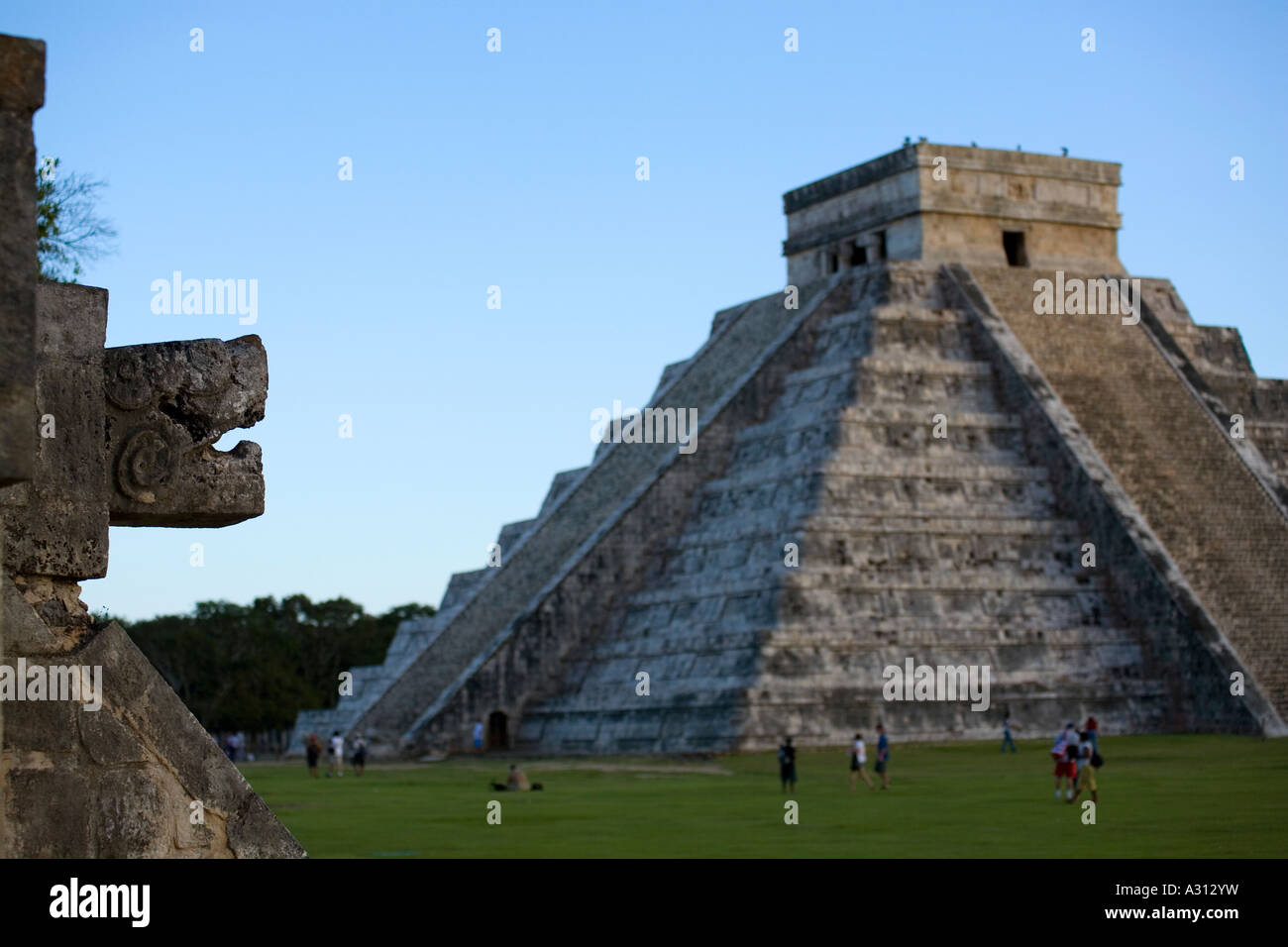 El Castillo the large Pyramid at the ruined Mayan city of Chichen Itza ...