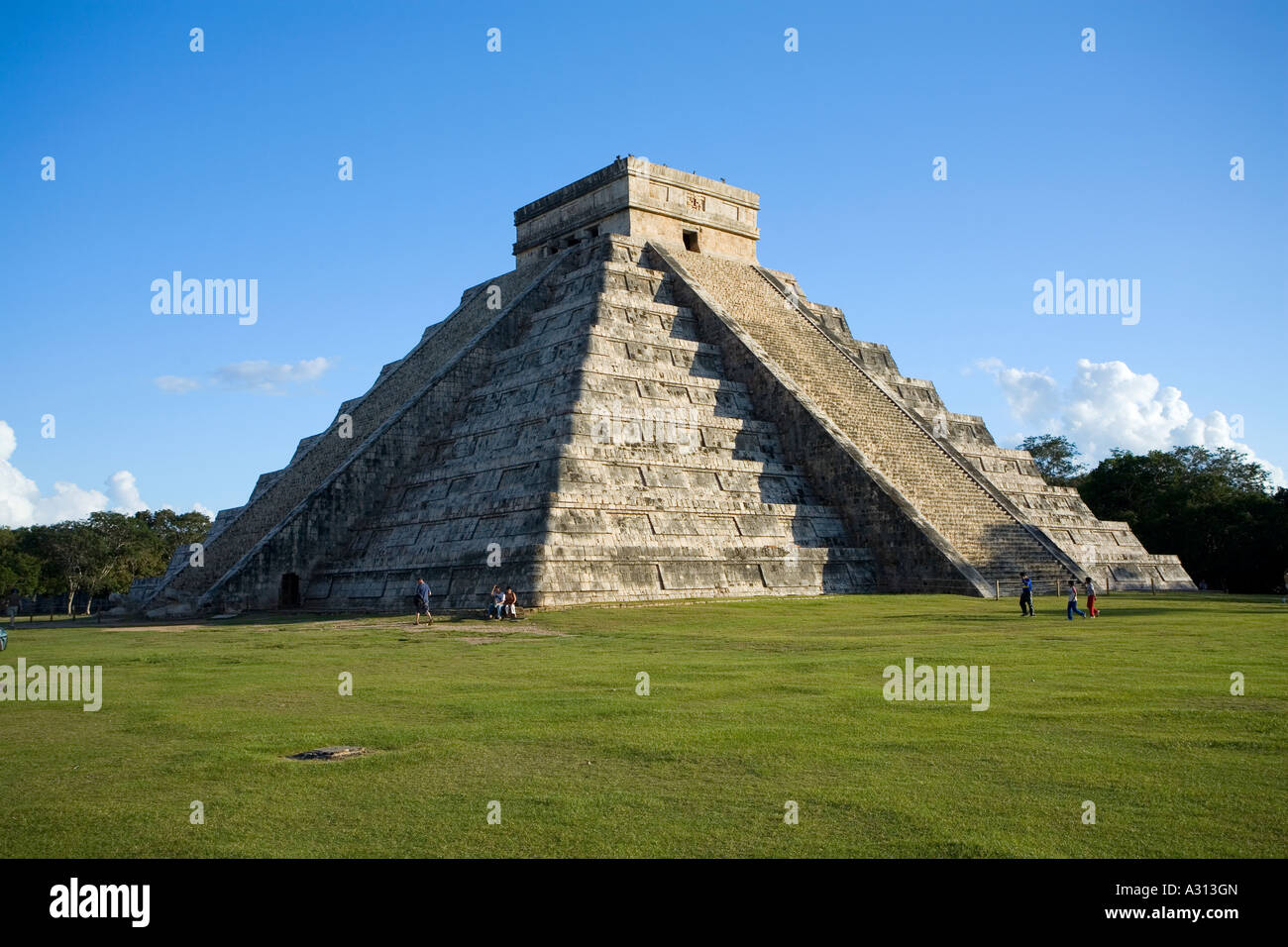 El Castillo the large Pyramid at the ruined Mayan city of Chichen Itza ...