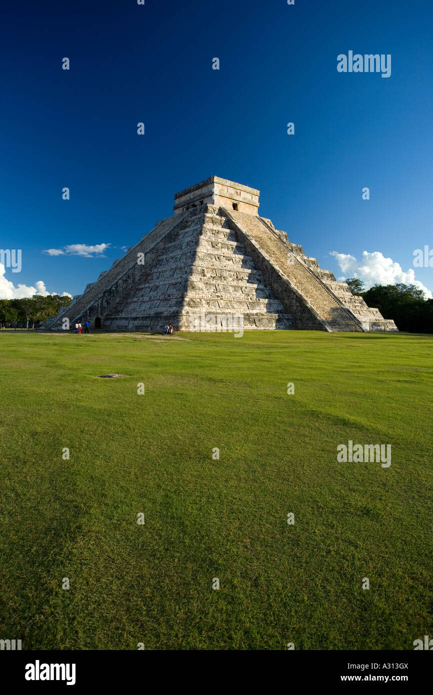 El Castillo the large Pyramid at the ruined Mayan city of Chichen Itza ...